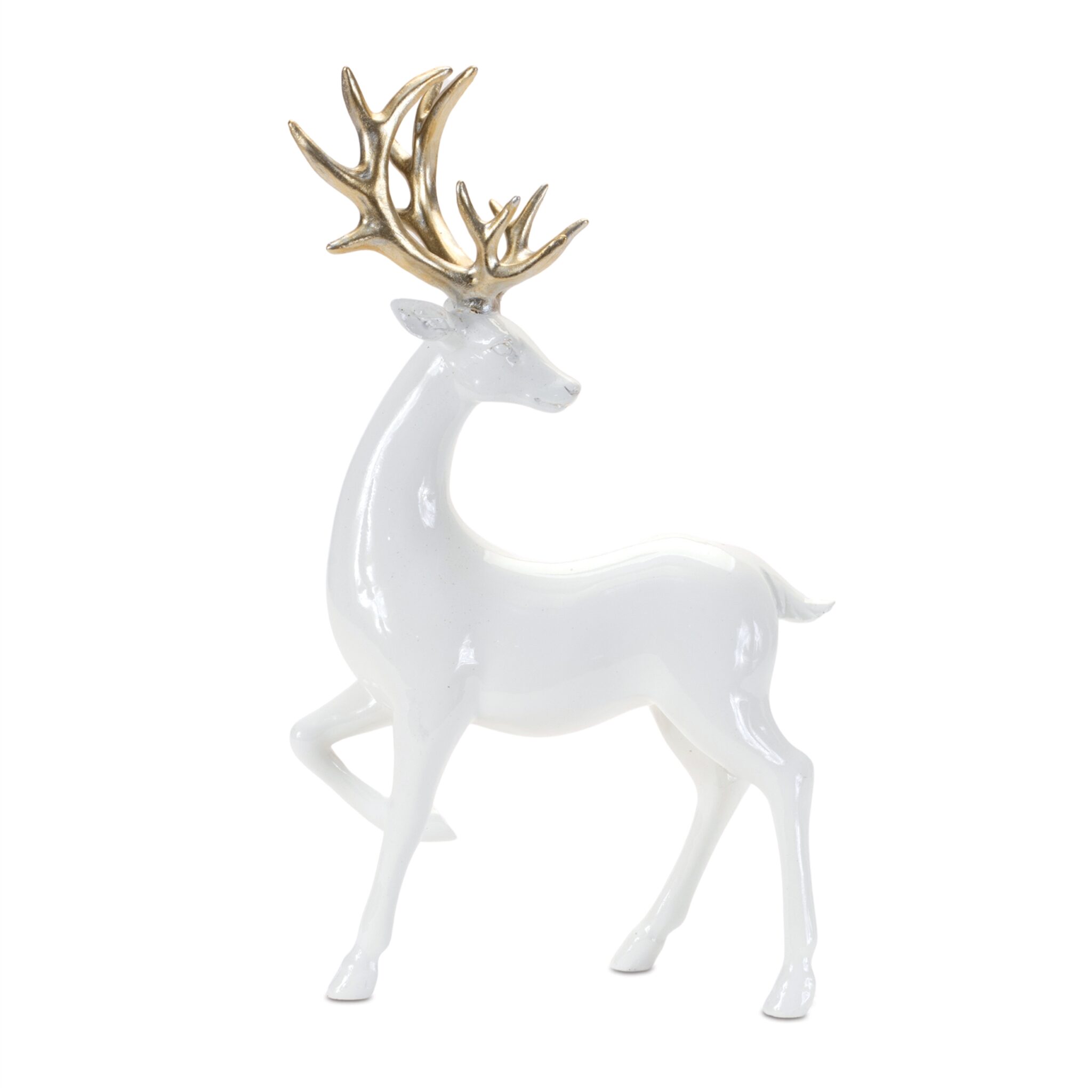 WHITE/ GOLD RESIN DEER - SET OF 3 - Holiday Bliss