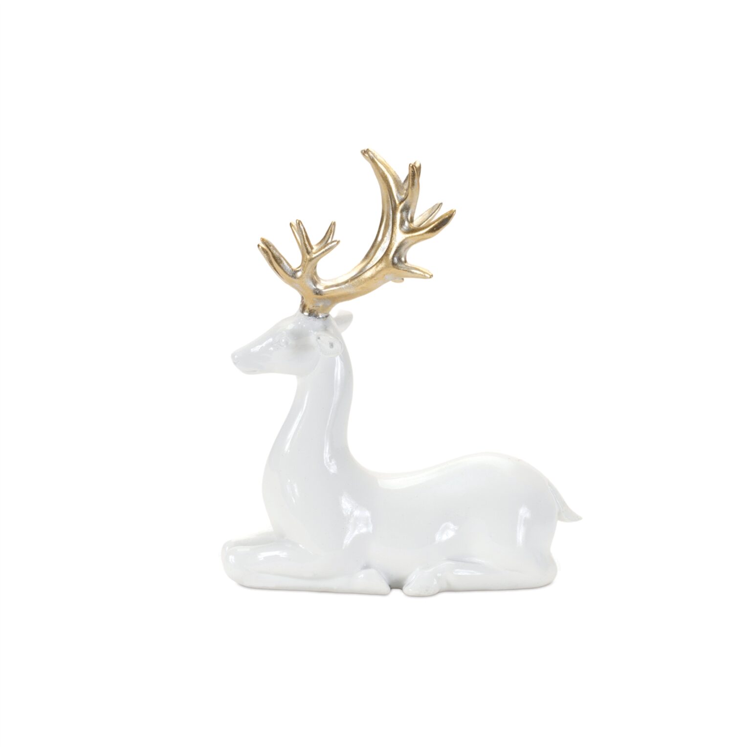 WHITE/ GOLD RESIN DEER - SET OF 3 - Holiday Bliss