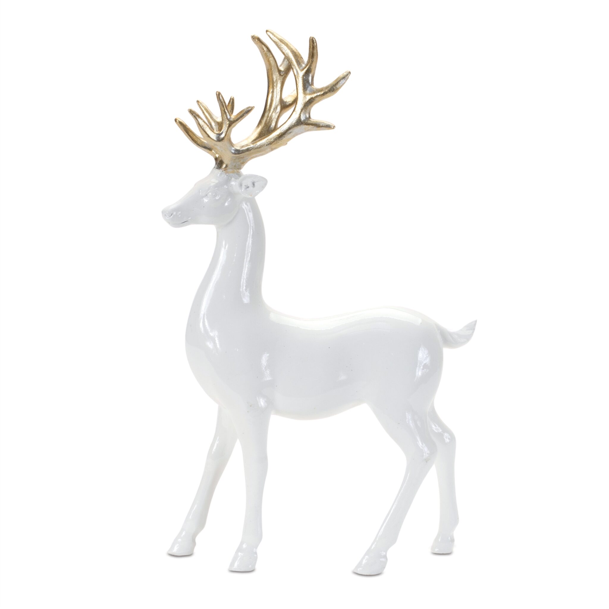 WHITE/ GOLD RESIN DEER - SET OF 3 - Holiday Bliss