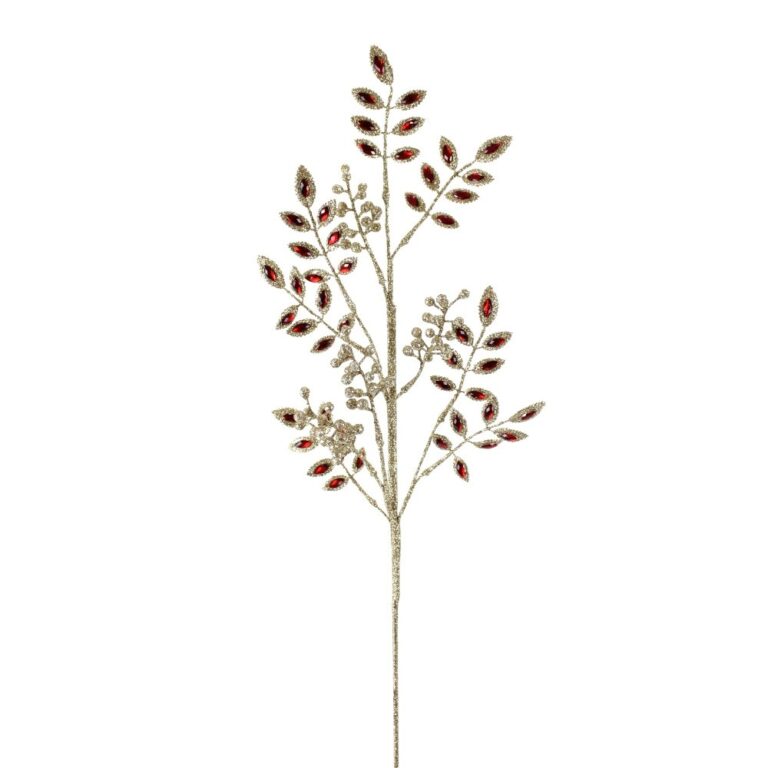 29" RED/CHAMPAGNE JEWEL LEAF BERRY SPRAY - Holiday Bliss