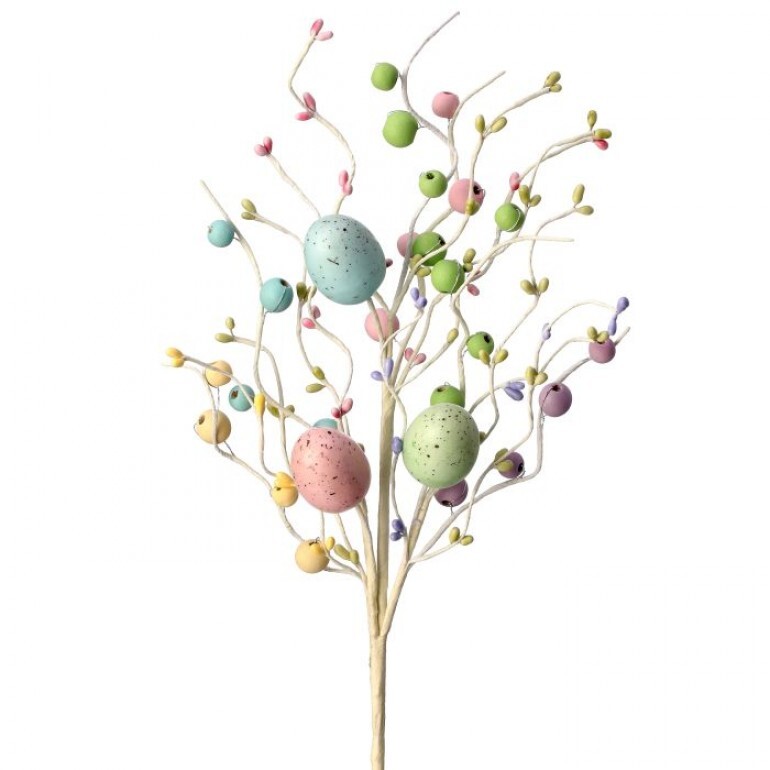 20" PASTEL WOOD BEAD AND EASTER EGG SPRAY - SET OF 6 - Holiday Bliss